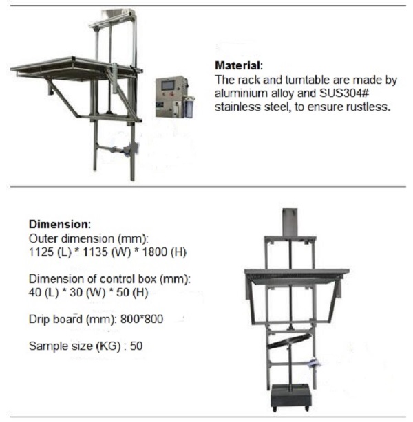 IPX1와 IPX2 테스트를 위한 드립 증거 환경 시험 장비 벽 설치 유형